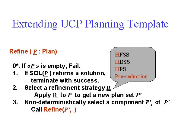 Extending UCP Planning Template